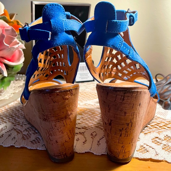 Shoes | Womens Blue Wedge Sandals | Poshmark